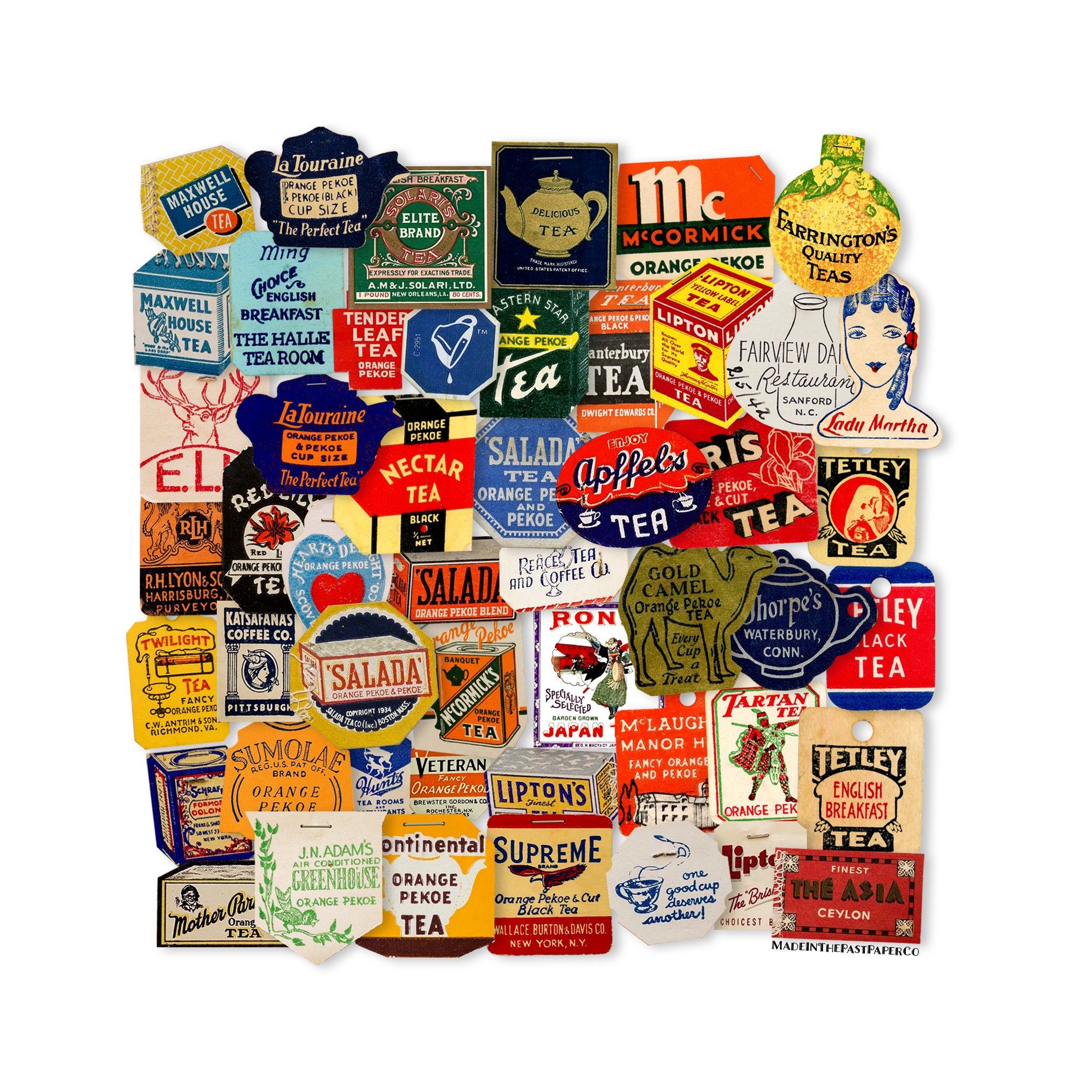 Junk Journal Ephemera Vintage Labels, Vintage Tea Labels, Cut Outs Die ...