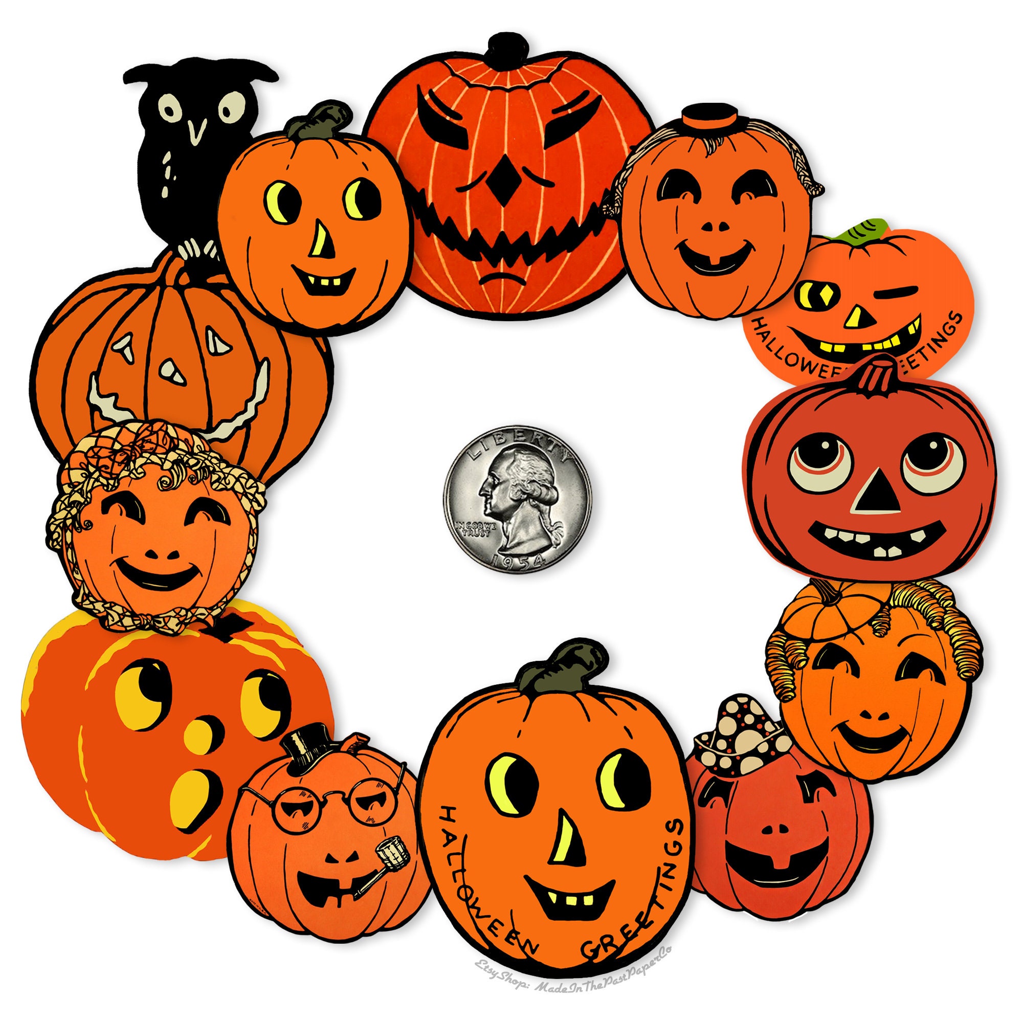 Vintage 12 Pc Pumpkins, & Owl Halloween Die Cuts High-quality Laser ...