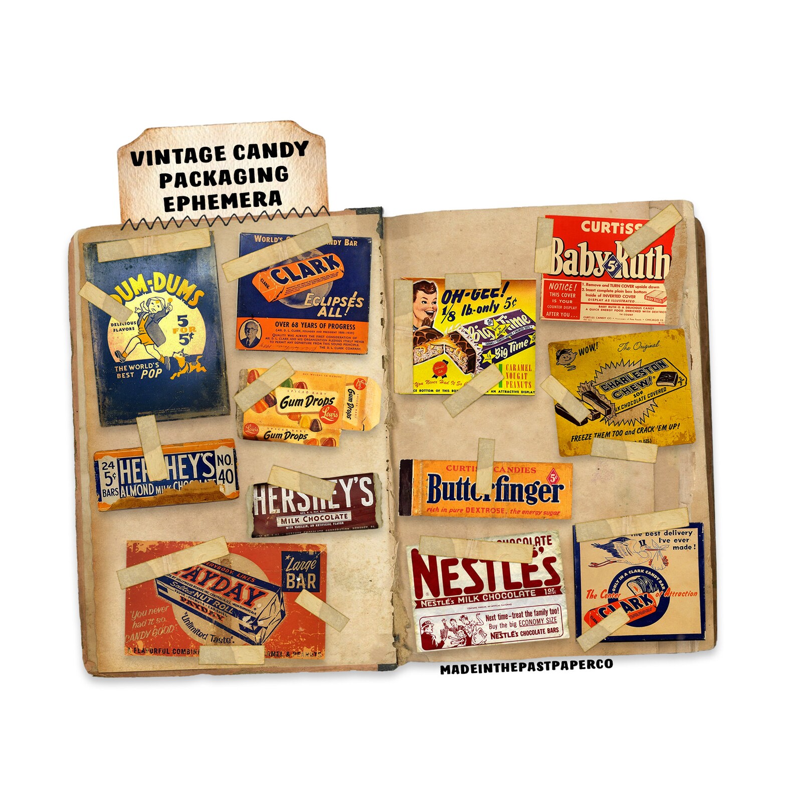 Vintage Candy Packaging, Halloween Junk Journal Ephemera, Vintage ...