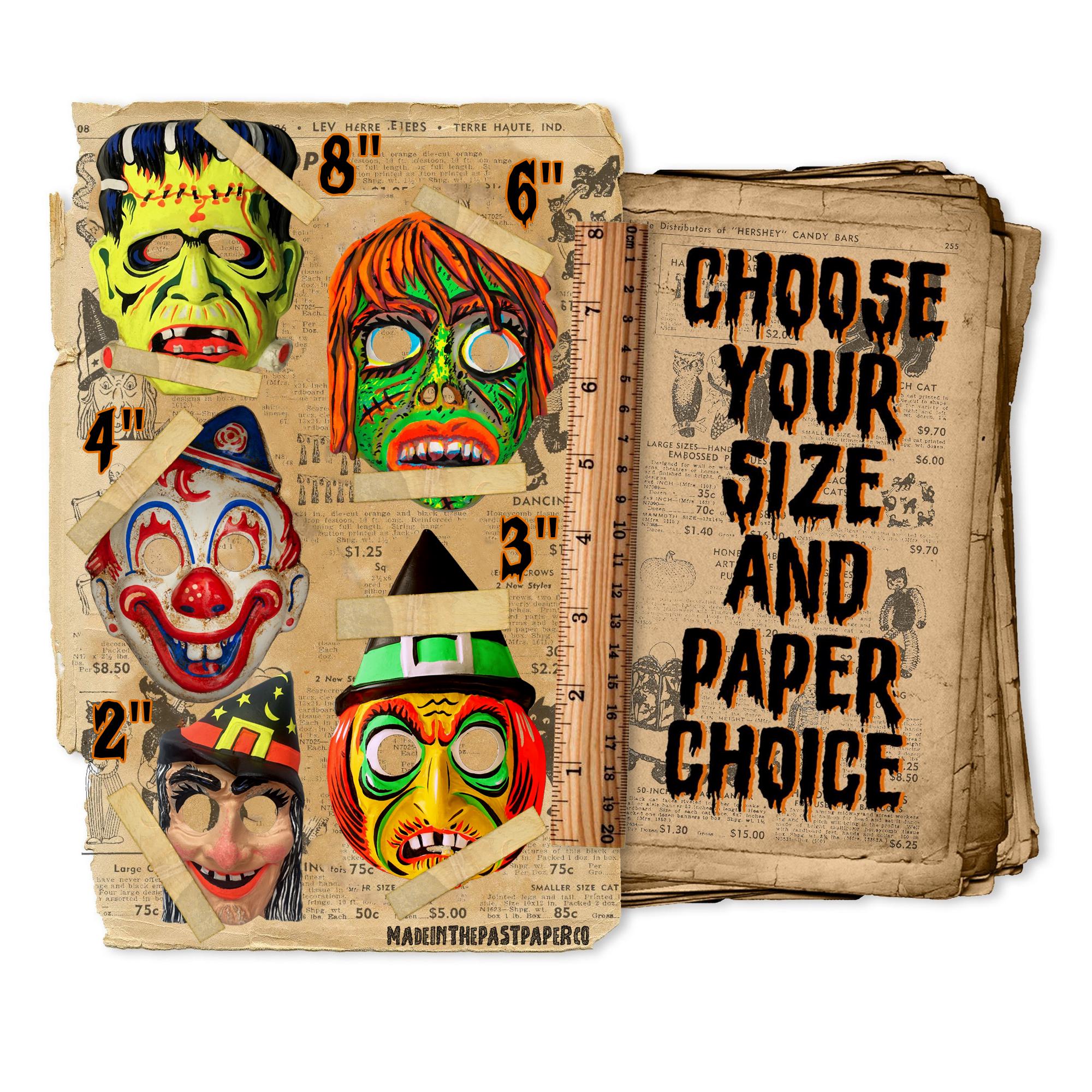 Vintage Halloween Costume Mask Cut Outs, Halloween Junk Journal ...