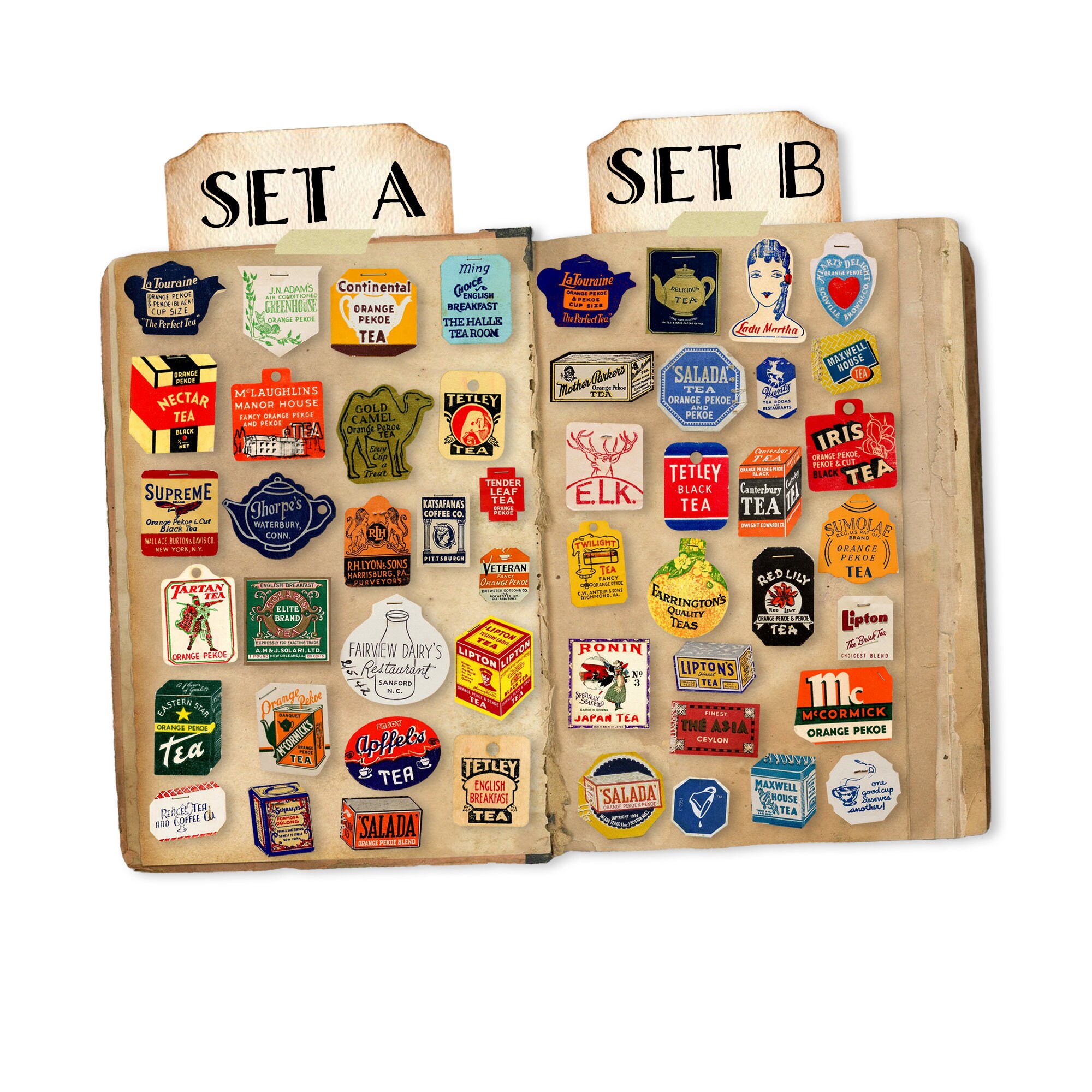 Junk Journal Ephemera Vintage Labels, Vintage Tea Labels, Cut Outs Die ...
