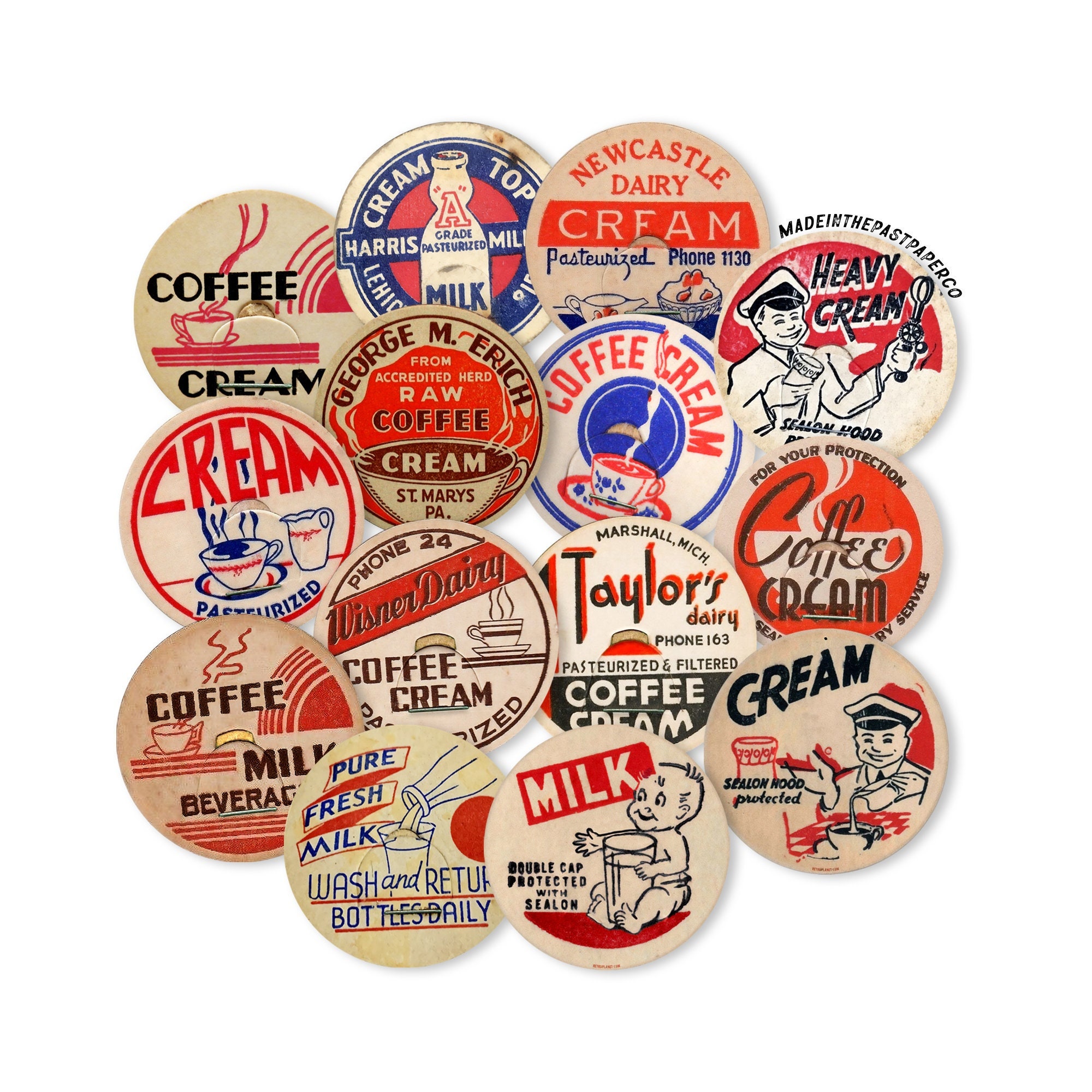 Vintage Coffee Milk Caps, Vintage Milk Cap Lot, Ephemera for Junk ...