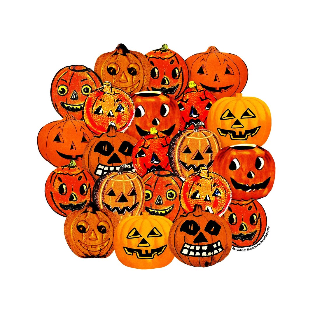 Vintage Halloween Pumpkin Seals, Printed Vintage Halloween Paper ...
