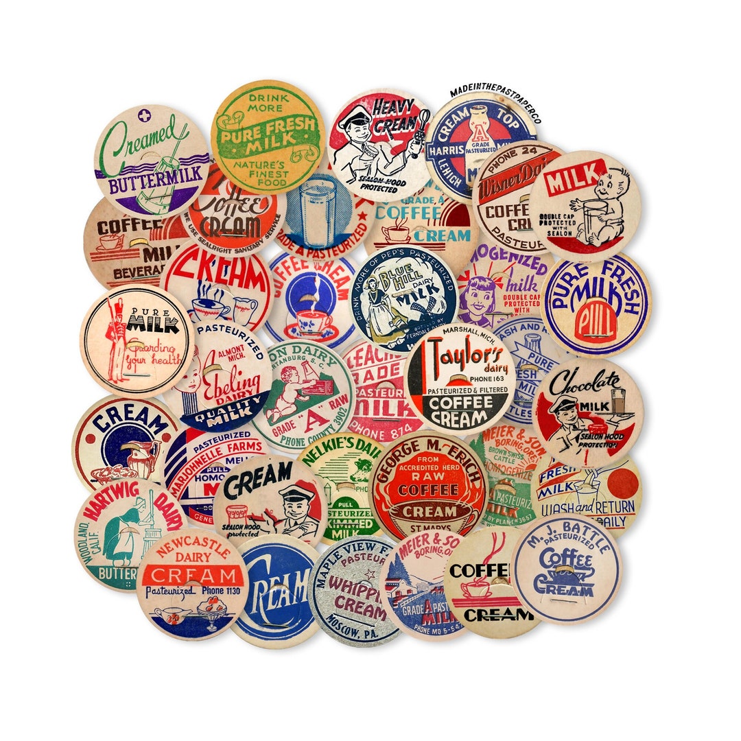 Vintage Coffee Milk Caps, Vintage Milk Cap Lot, Ephemera for Junk ...