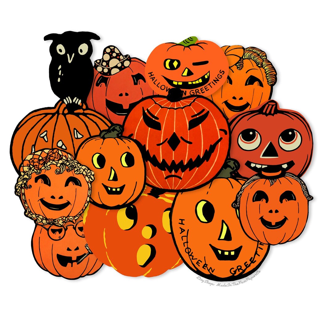 Vintage 12 Pc Pumpkins, & Owl Halloween Die Cuts High-quality Laser ...