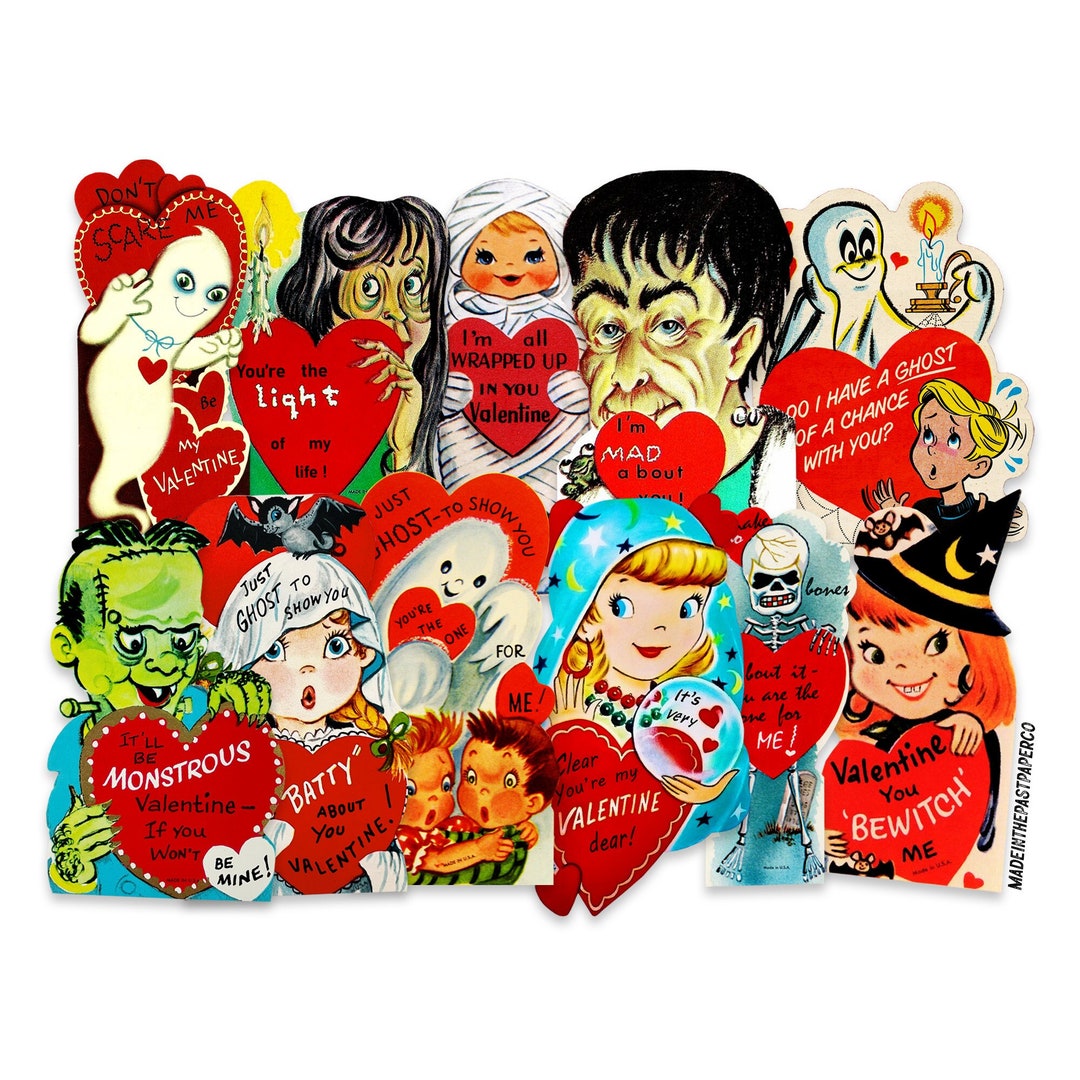 Vintage Halloween Valentines 12 Piece Assortment Size High-quality ...