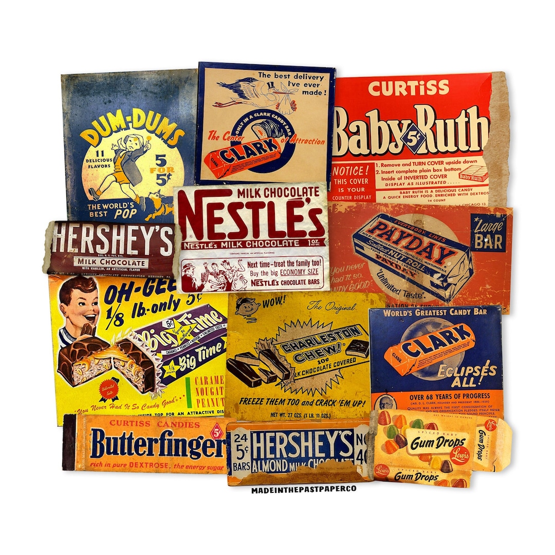 Vintage Candy Packaging, Junk Journal Ephemera Vintage Labels, Vintage ...