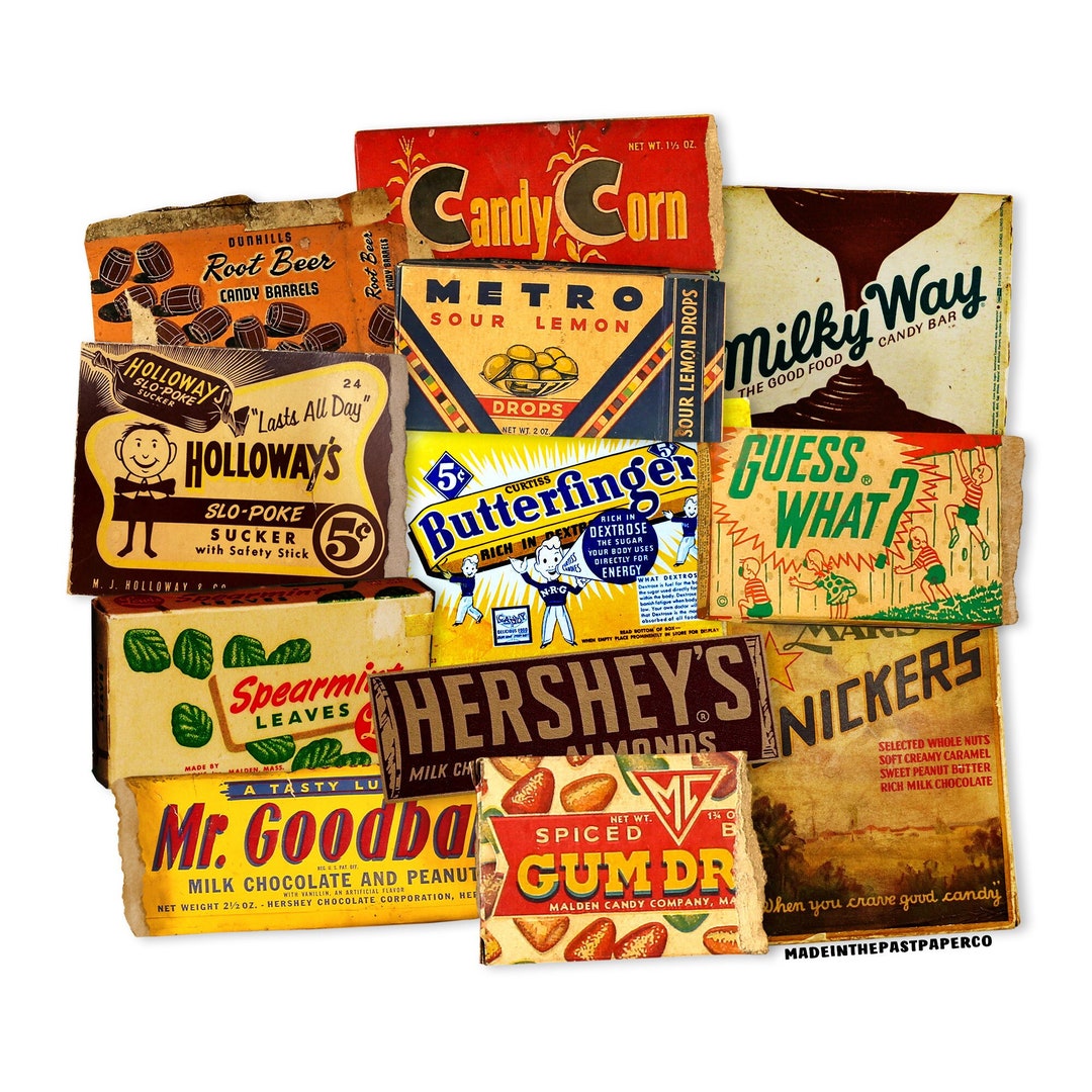 Vintage Candy Packaging, Junk Journal Ephemera Vintage Labels, Vintage ...