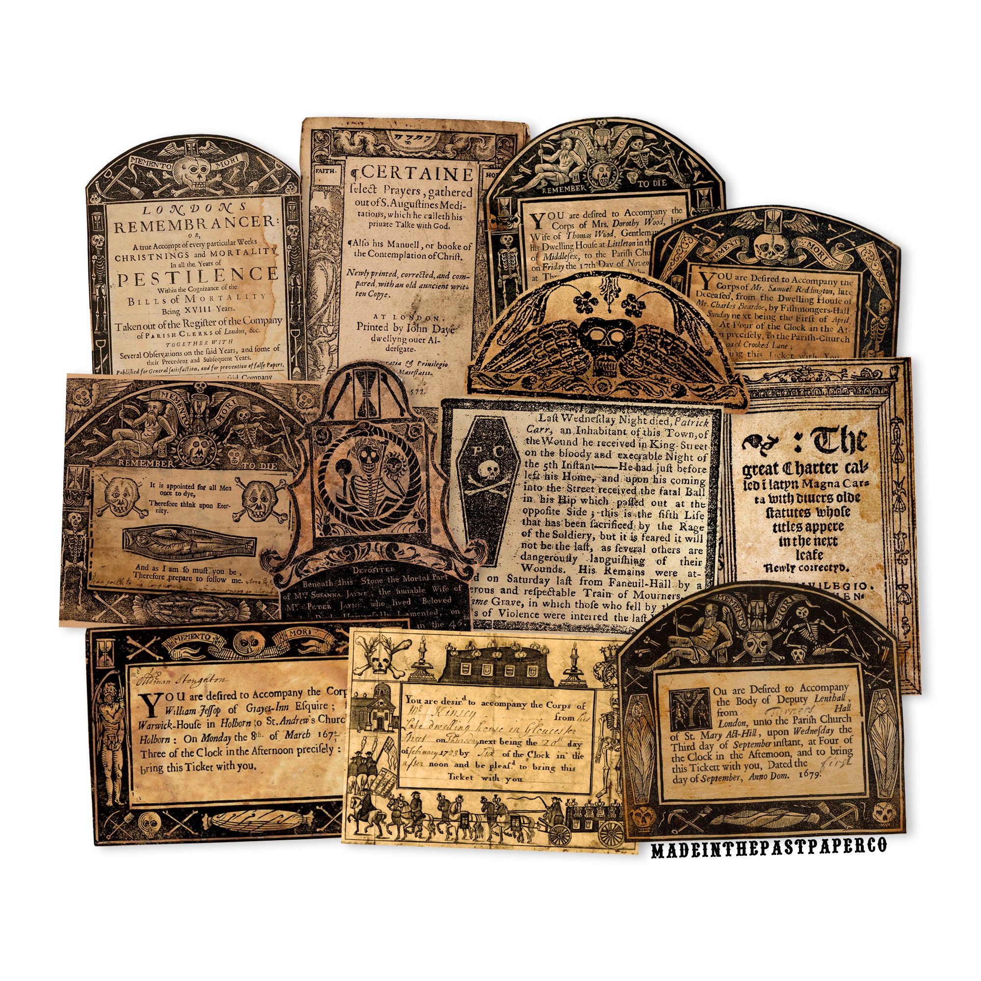 12 Piece, Antique Bills of Mortality, Plague Bills, Antique London ...