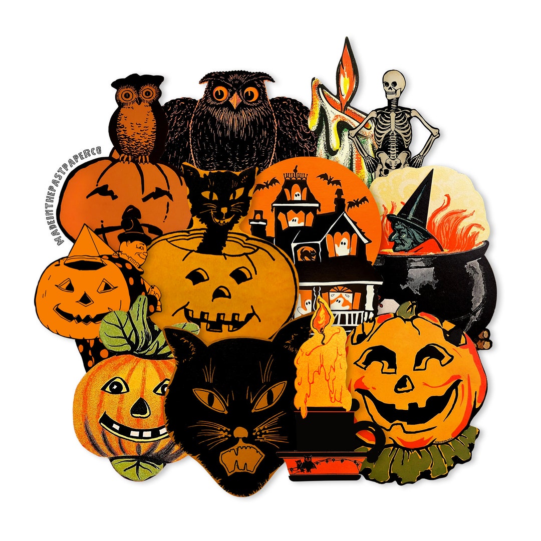 Vintage Halloween Pumpkin Cut Outs, Vintage Halloween Decorations ...