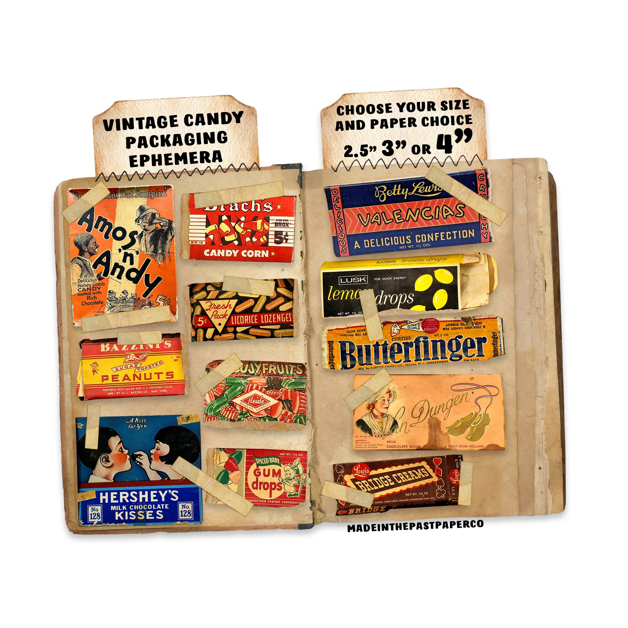 Vintage Candy Packaging, Junk Journal Ephemera Vintage Labels, Vintage ...