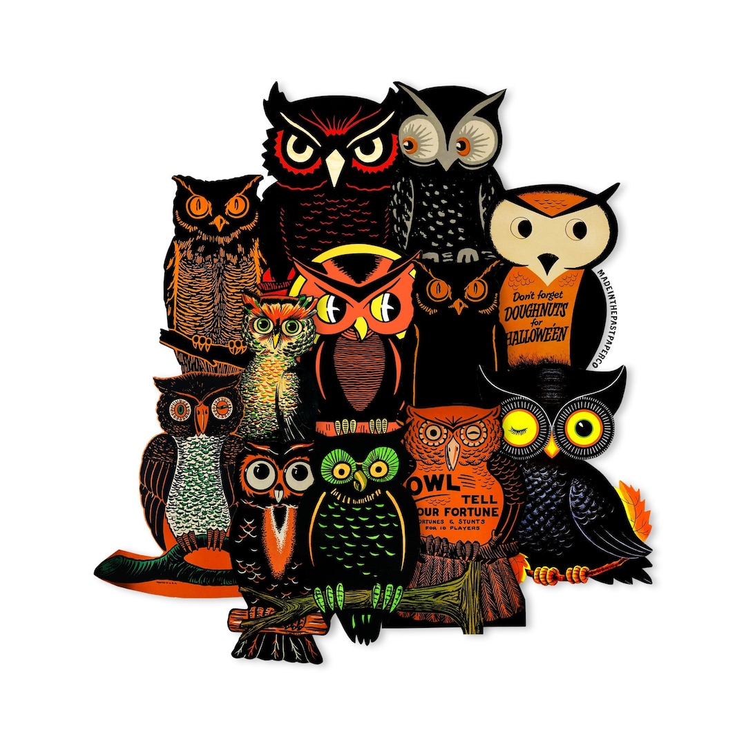 Vintage Halloween Owl Paper Cut Outs, Vintage Halloween Decorations ...
