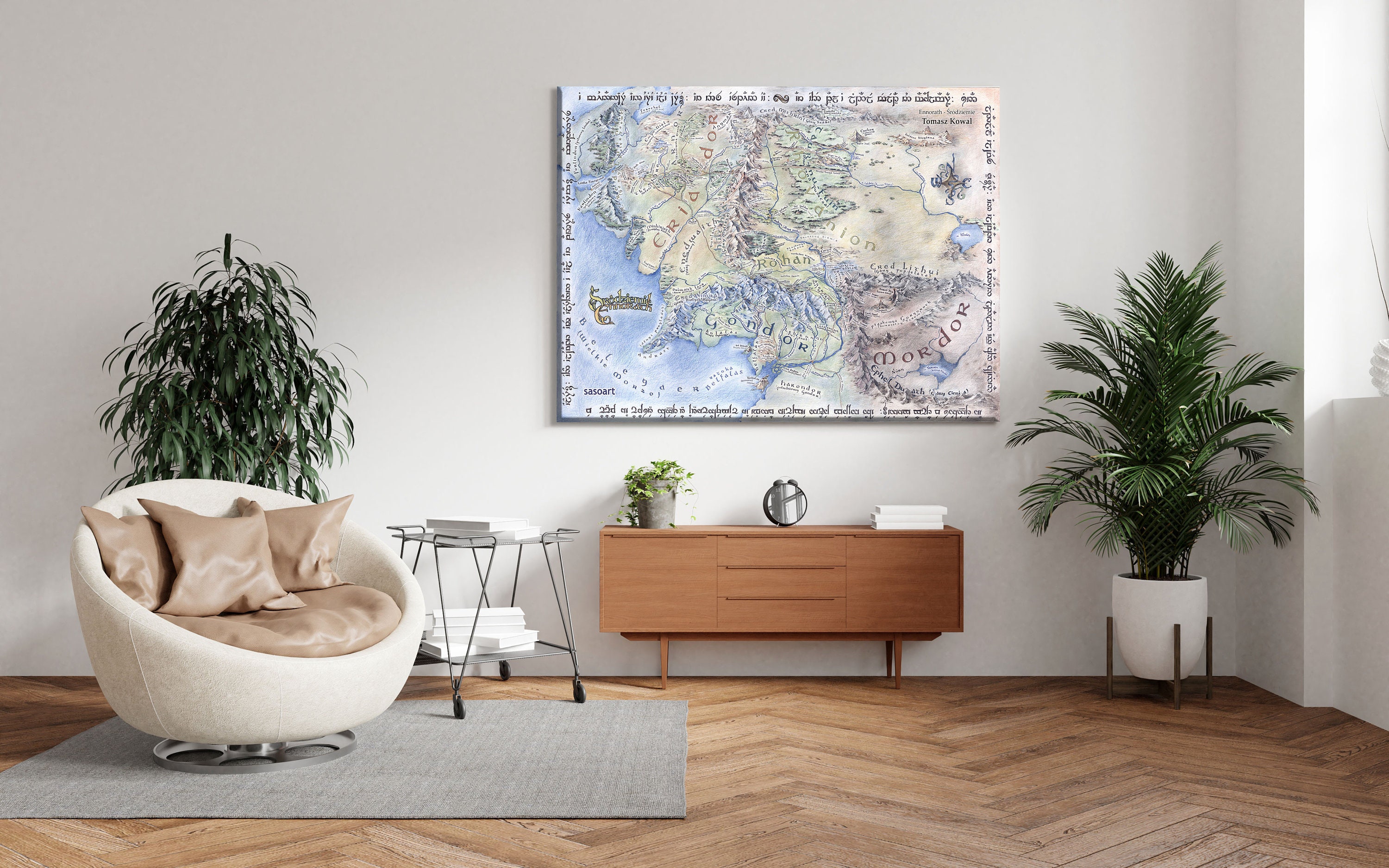 Middle Earth Map Canvas Wall Decor, Movie Series Canvas Wall Art ,sci ...
