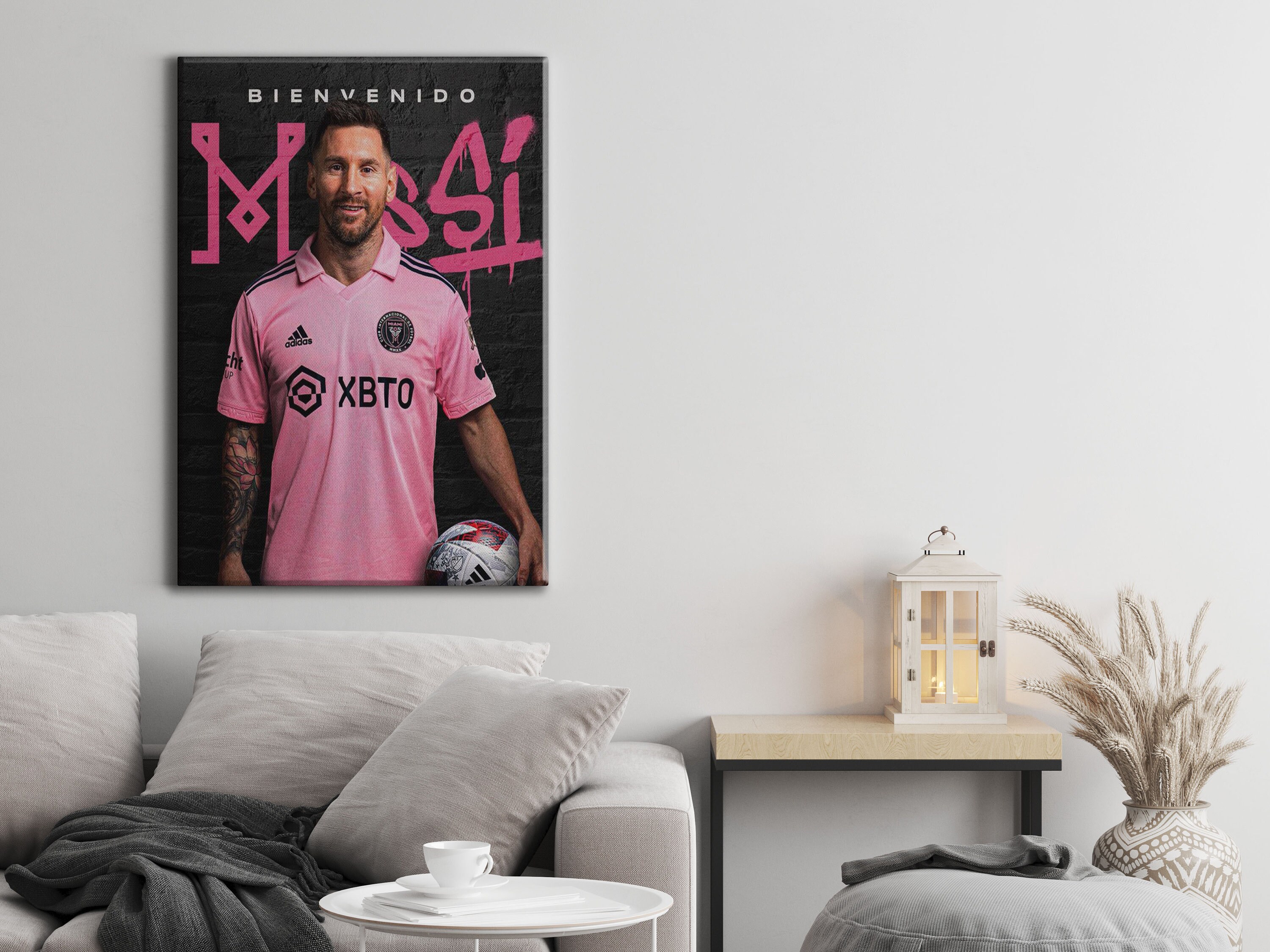 Lionel Messi Canvas Wall Art, Messi Inter Miami Jersey Poster Art ...