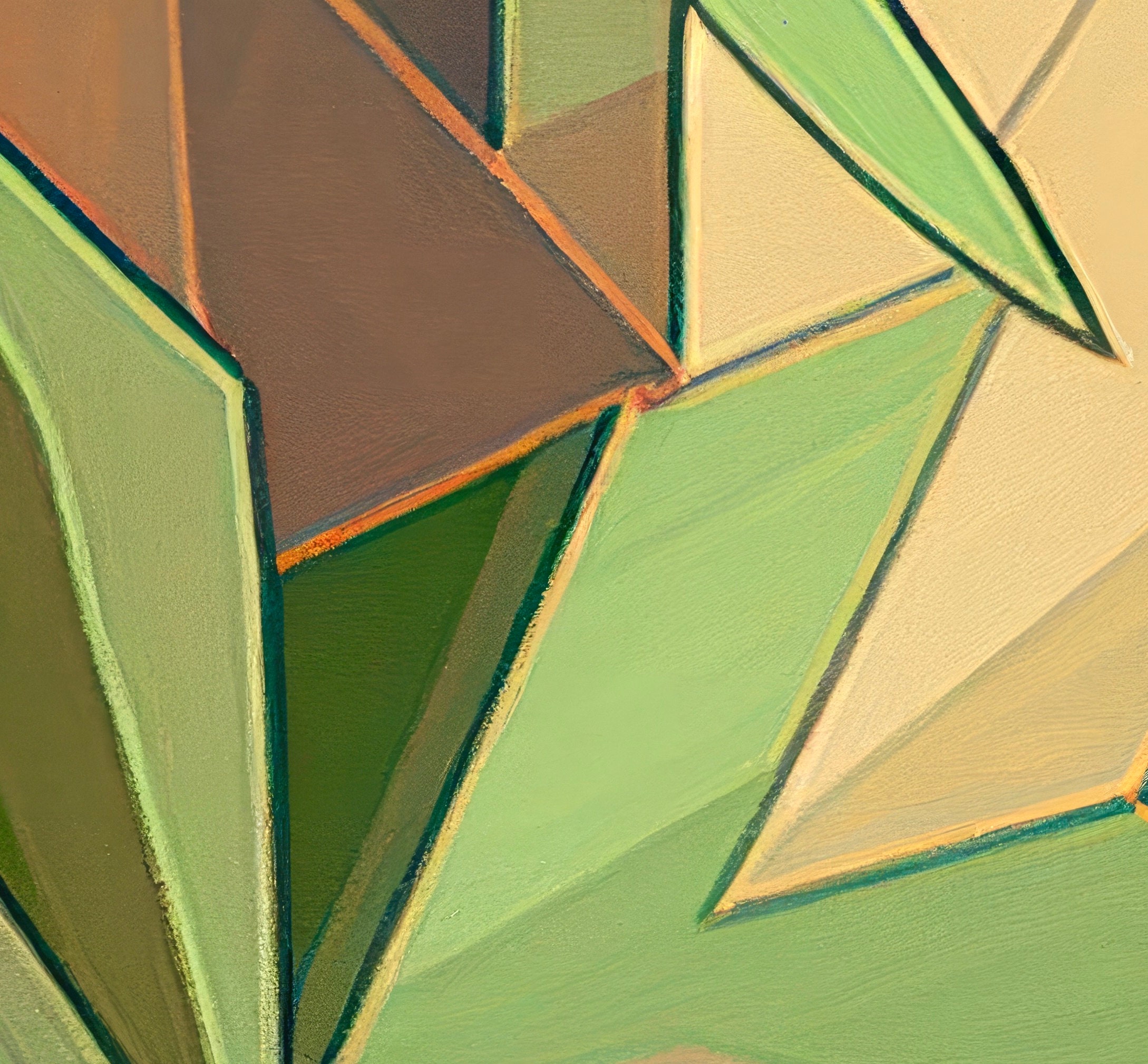 Cannabis Leaves Earth Tone Cubist Painting - Etsy