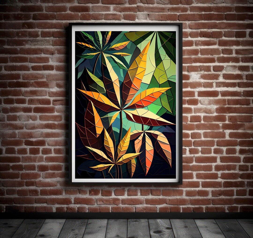 Colorful Cannabis Tile-like Painting - Etsy