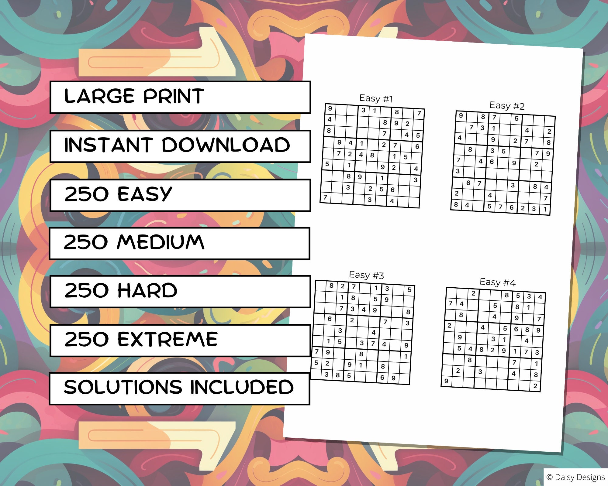 SUDOKU PUZZLE BOOK With 1000 Puzzle Games for All Levels Solutions ...