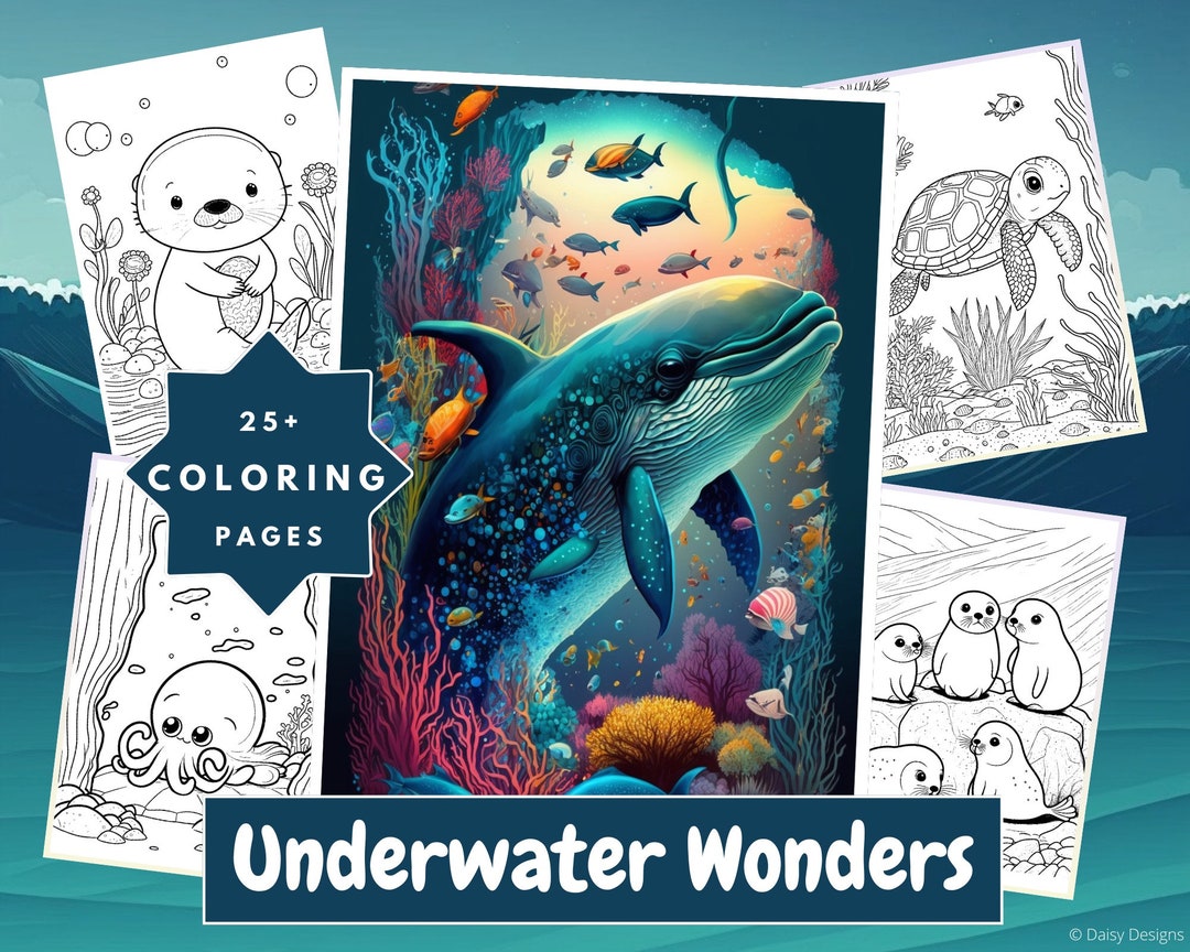 Underwater Wonders: Sea Life Animals Coloring Book for Kids and Adults ...