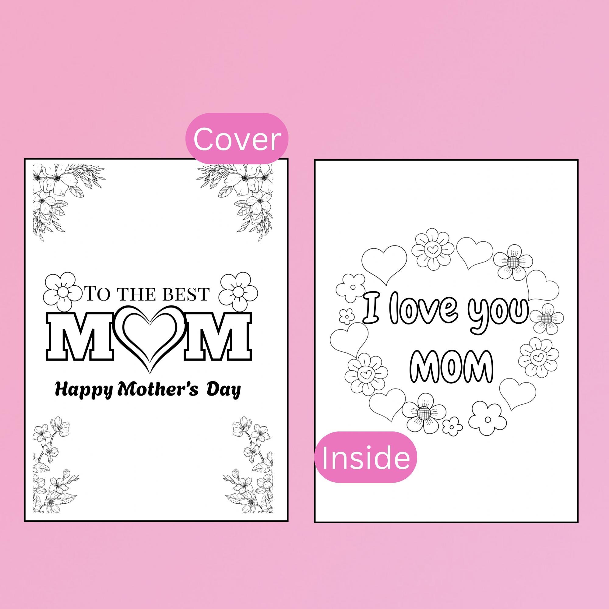Mothers Day Printable Coloring Card for Mom – Colorable Greeting Card ...