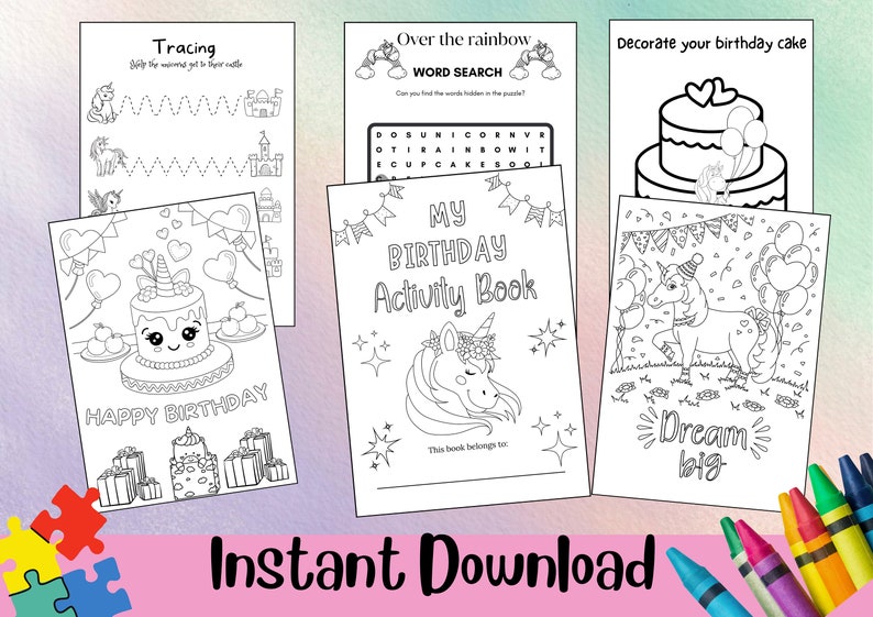Printable Busy Book Unicorn Birthday Activity Book - Etsy