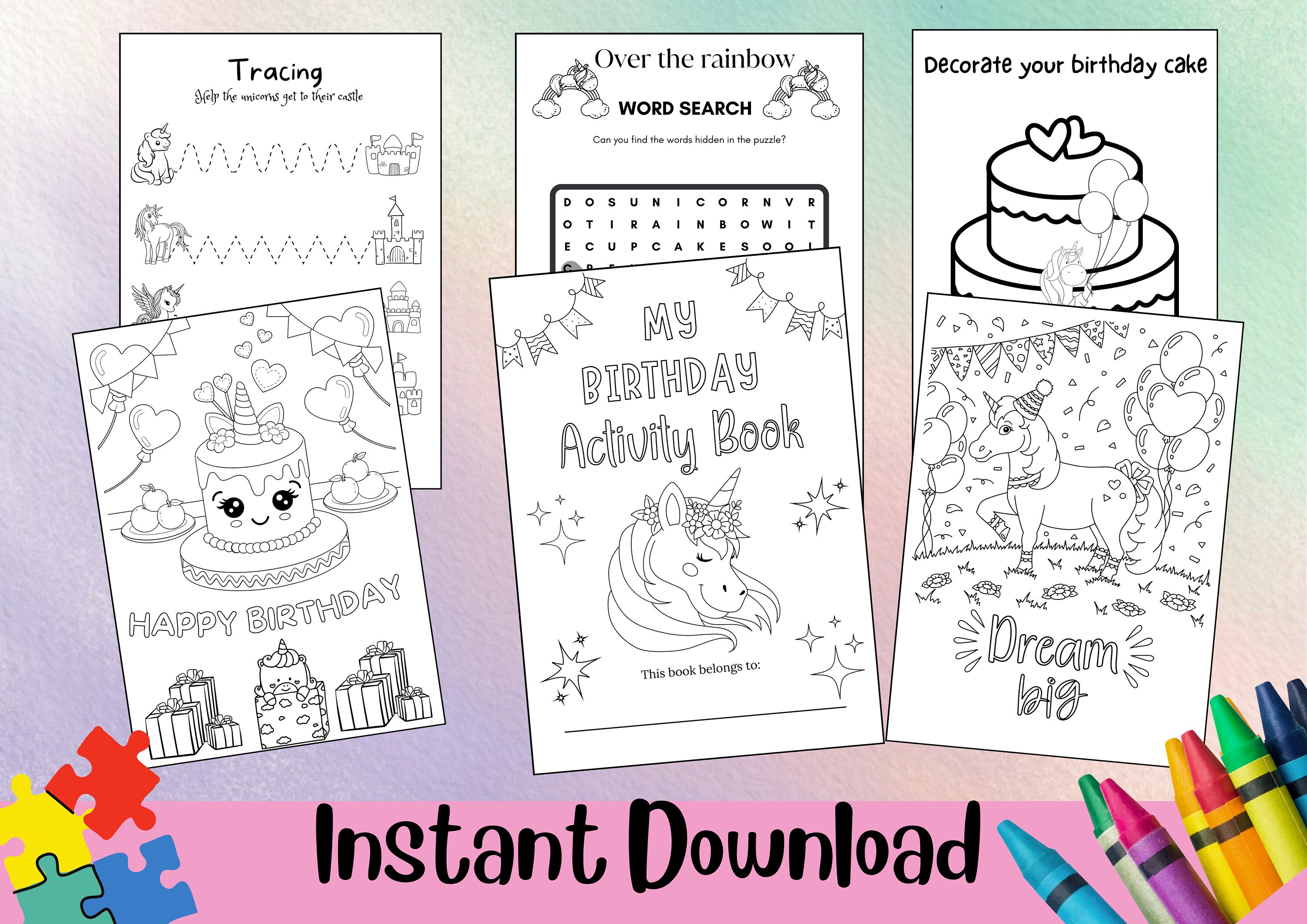 Printable Busy Book Unicorn Birthday Activity Book - Etsy