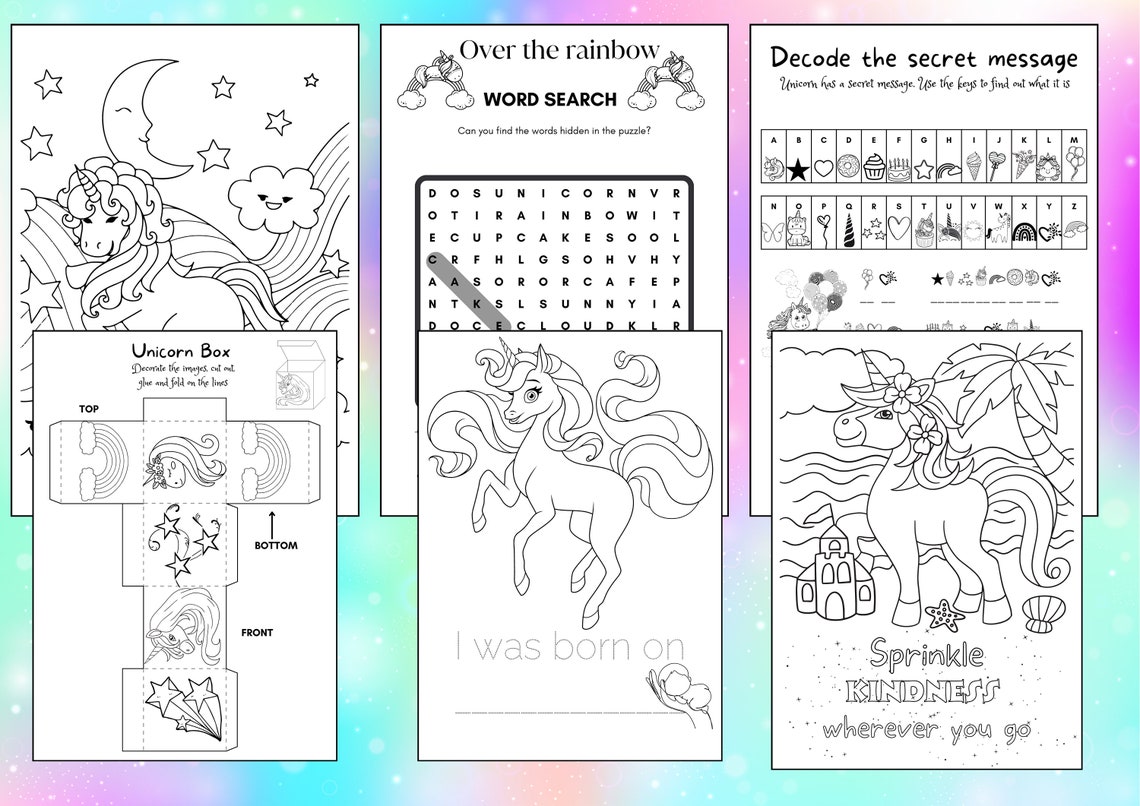 Printable Busy Book Unicorn Birthday Activity Book - Etsy
