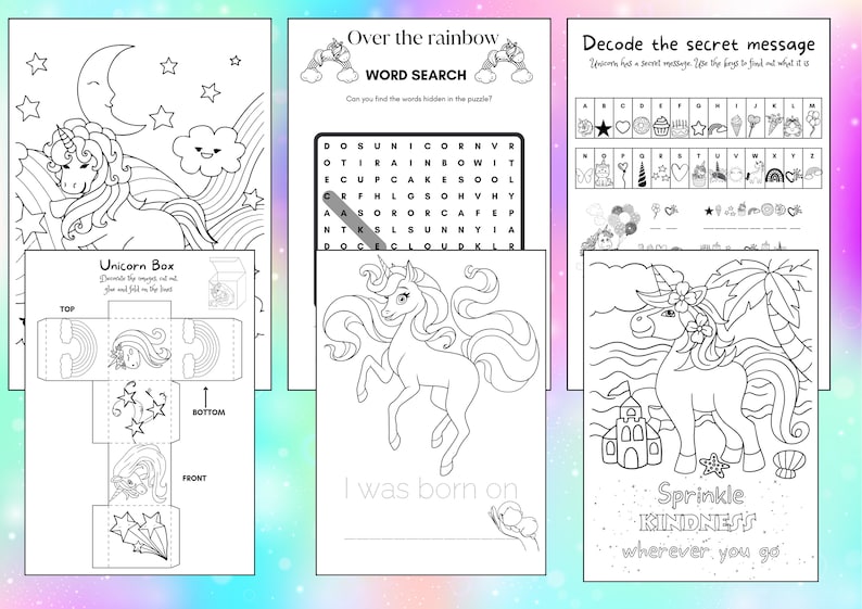 Printable Busy Book Unicorn Birthday Activity Book - Etsy