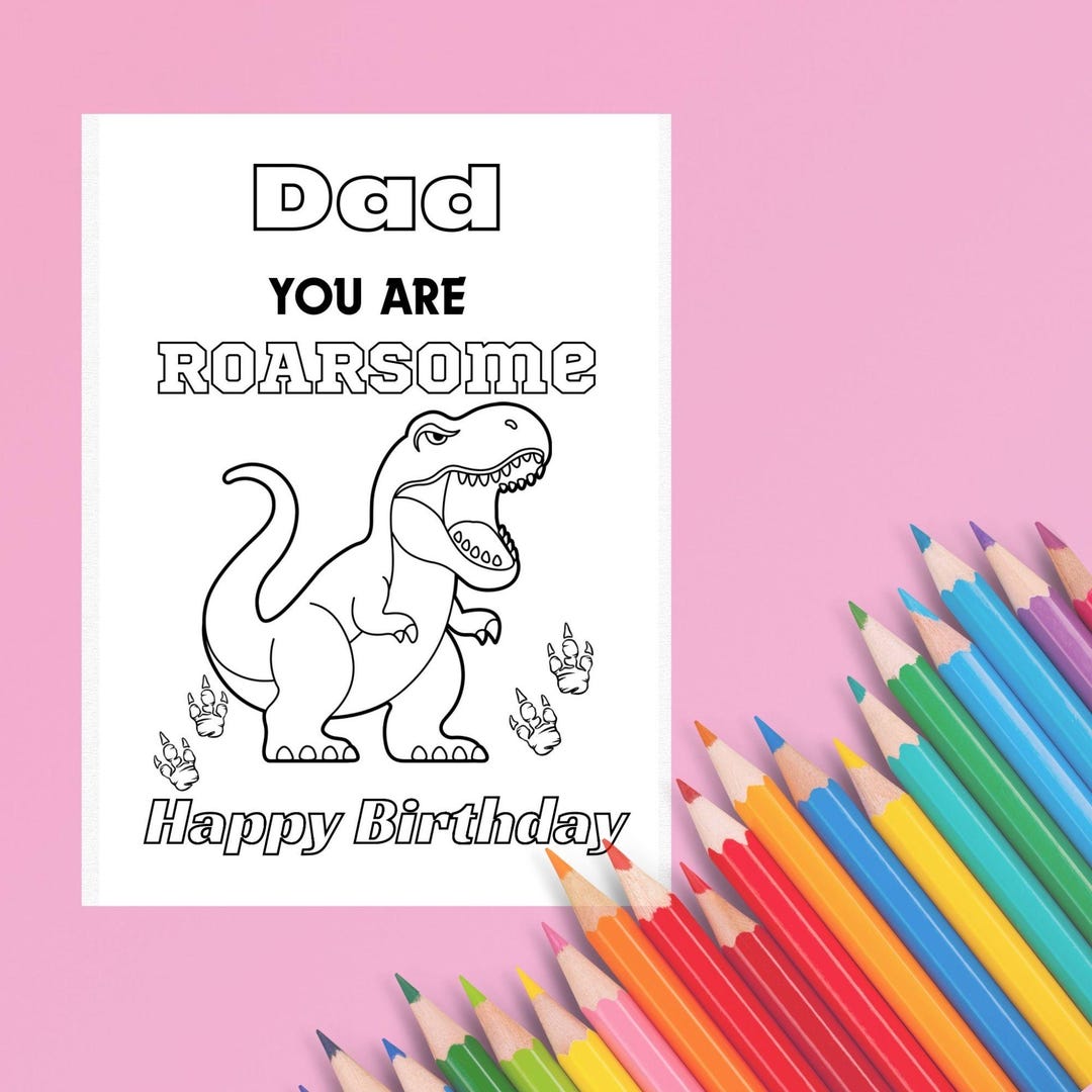 Coloring Card Dad Birthday, Printable Birthday Card for Dad - Etsy