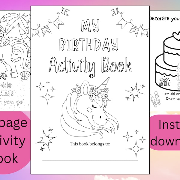 Unicorn Birthday Activity Book - Etsy