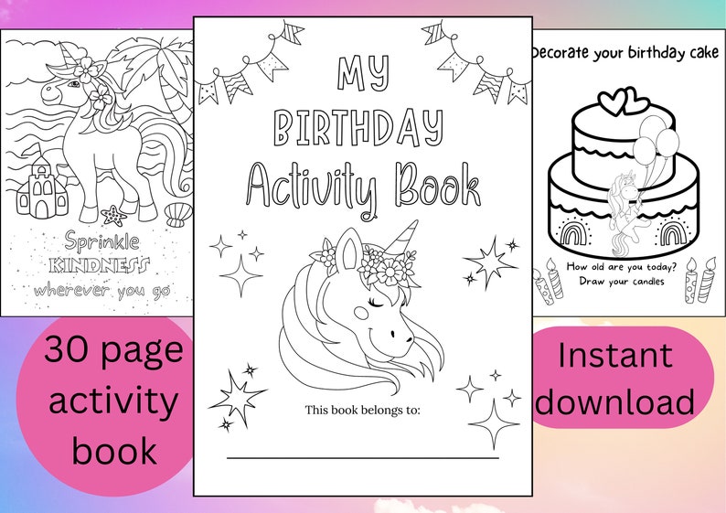 Printable Busy Book Unicorn Birthday Activity Book - Etsy