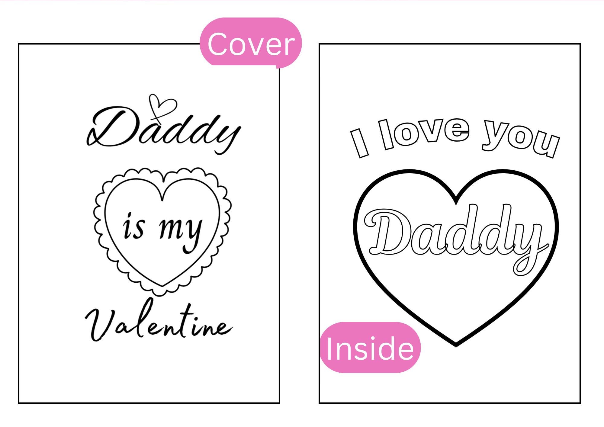 Coloring Dad Valentines Card, Printable Valentine’s Day Coloring Card ...