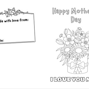 PRINTABLE Mothers Day Coloring Card With Inside Page - Etsy