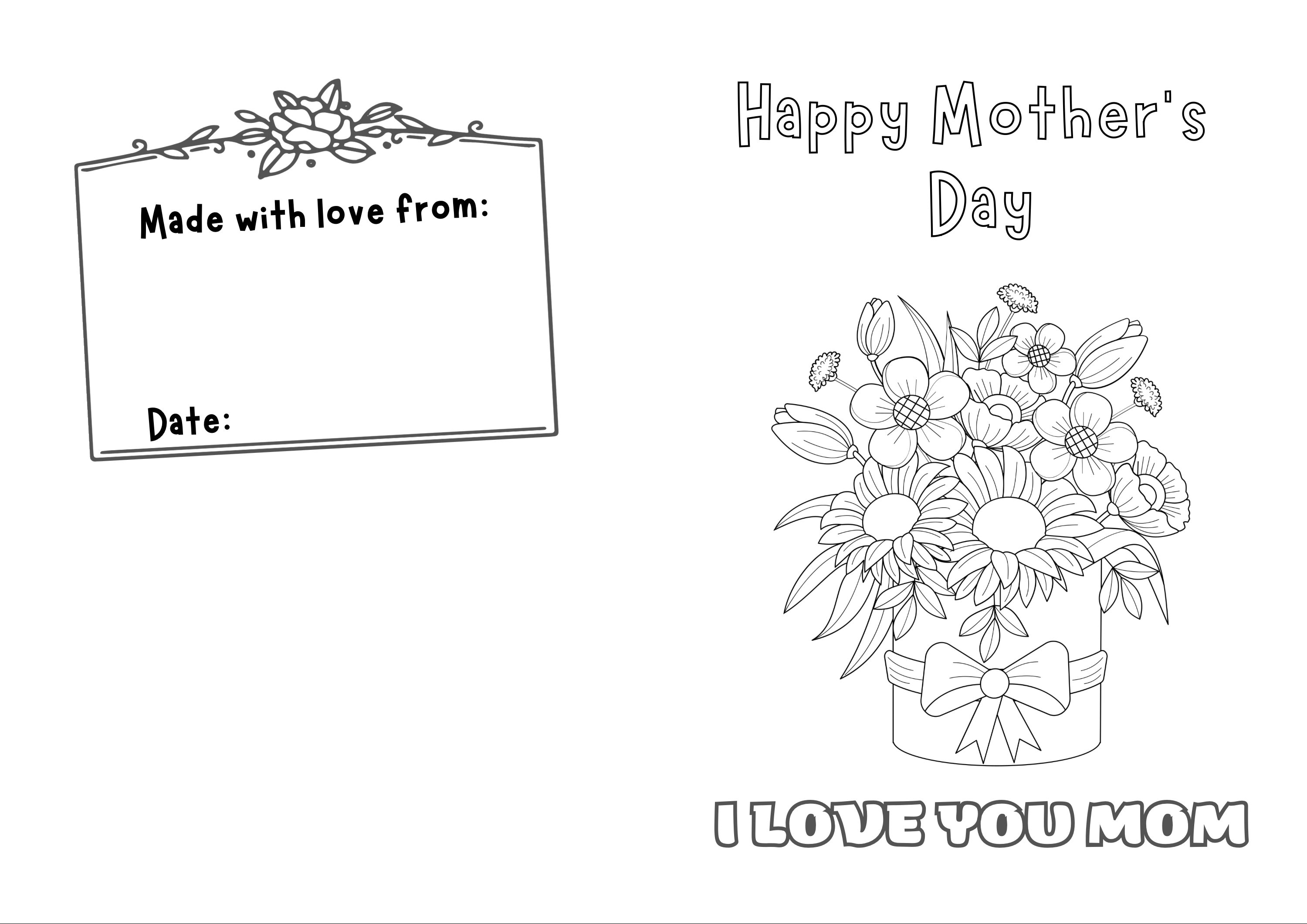 PRINTABLE Mothers Day Coloring Card With Inside Page - Etsy