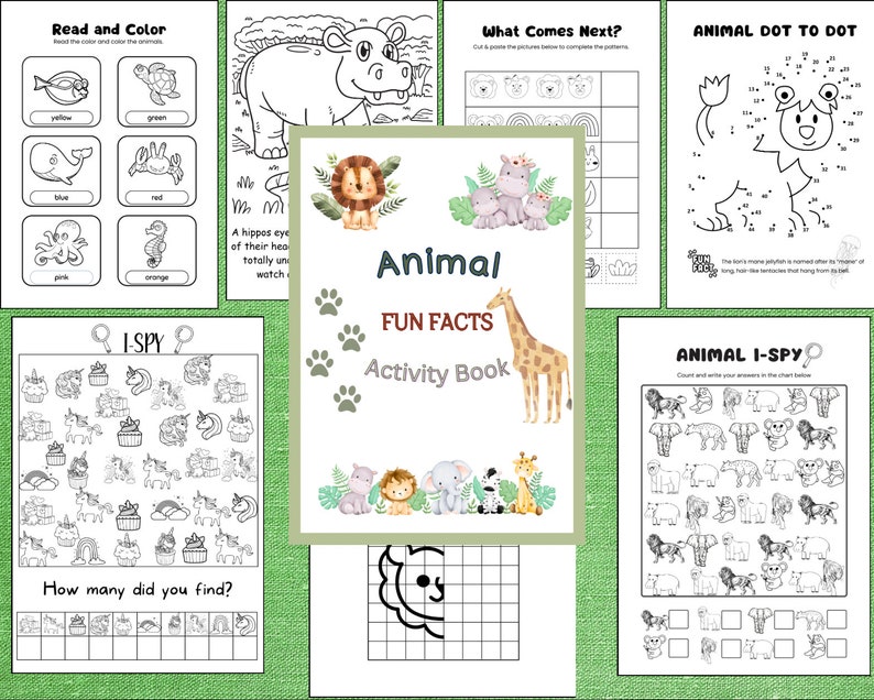 Animal Coloring Pages Printable Activities for Kids Animal - Etsy