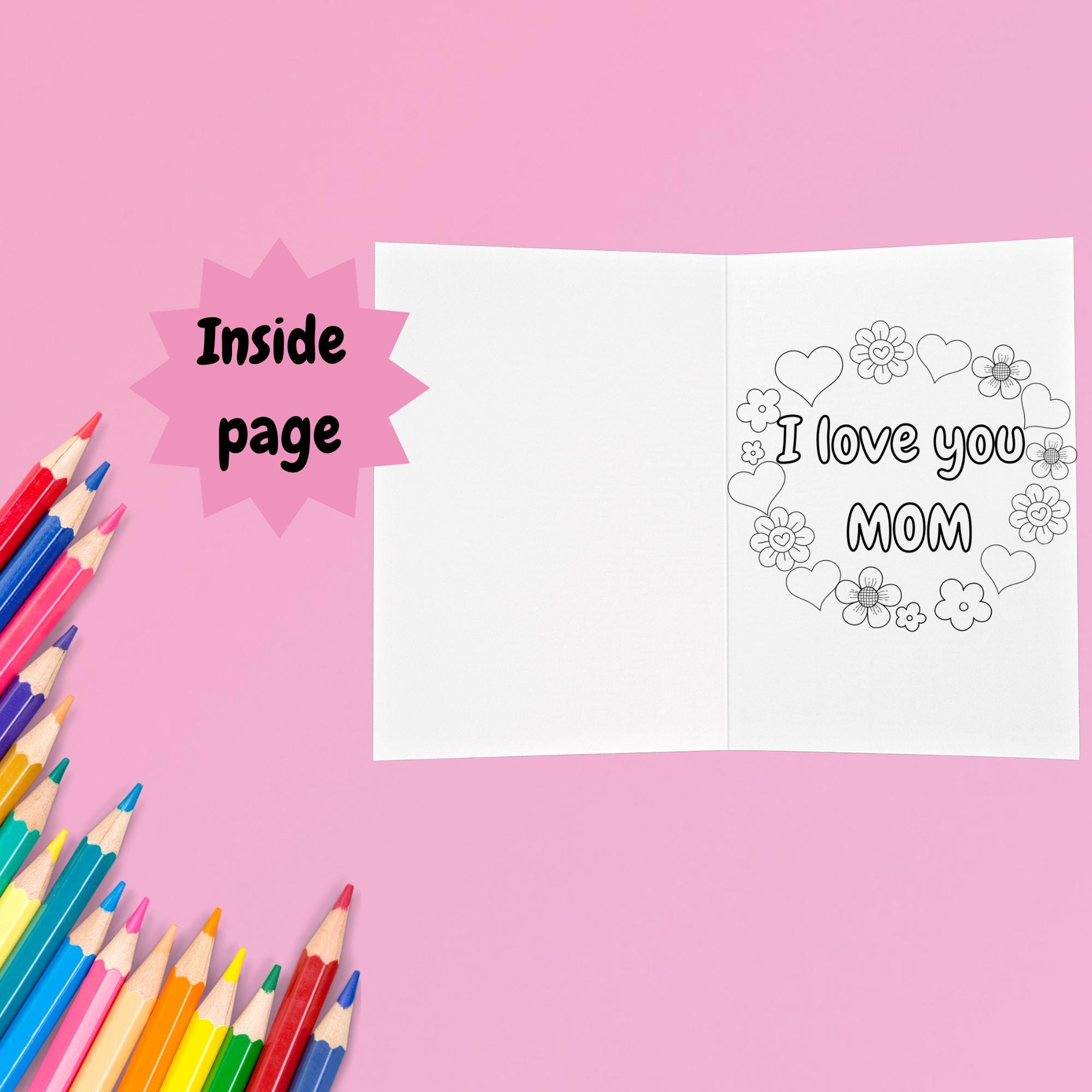 Mothers Day Printable Coloring Card for Mom – Colorable Greeting Card ...