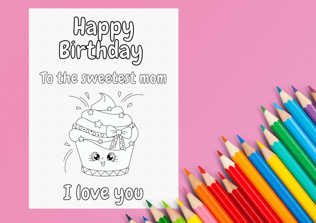 Coloring Mom Birthday Card, Printable Birthday Card for Mom - Etsy