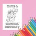 Printable Unicorn Birthday Card, Coloring Unicorn Card, Printable ...