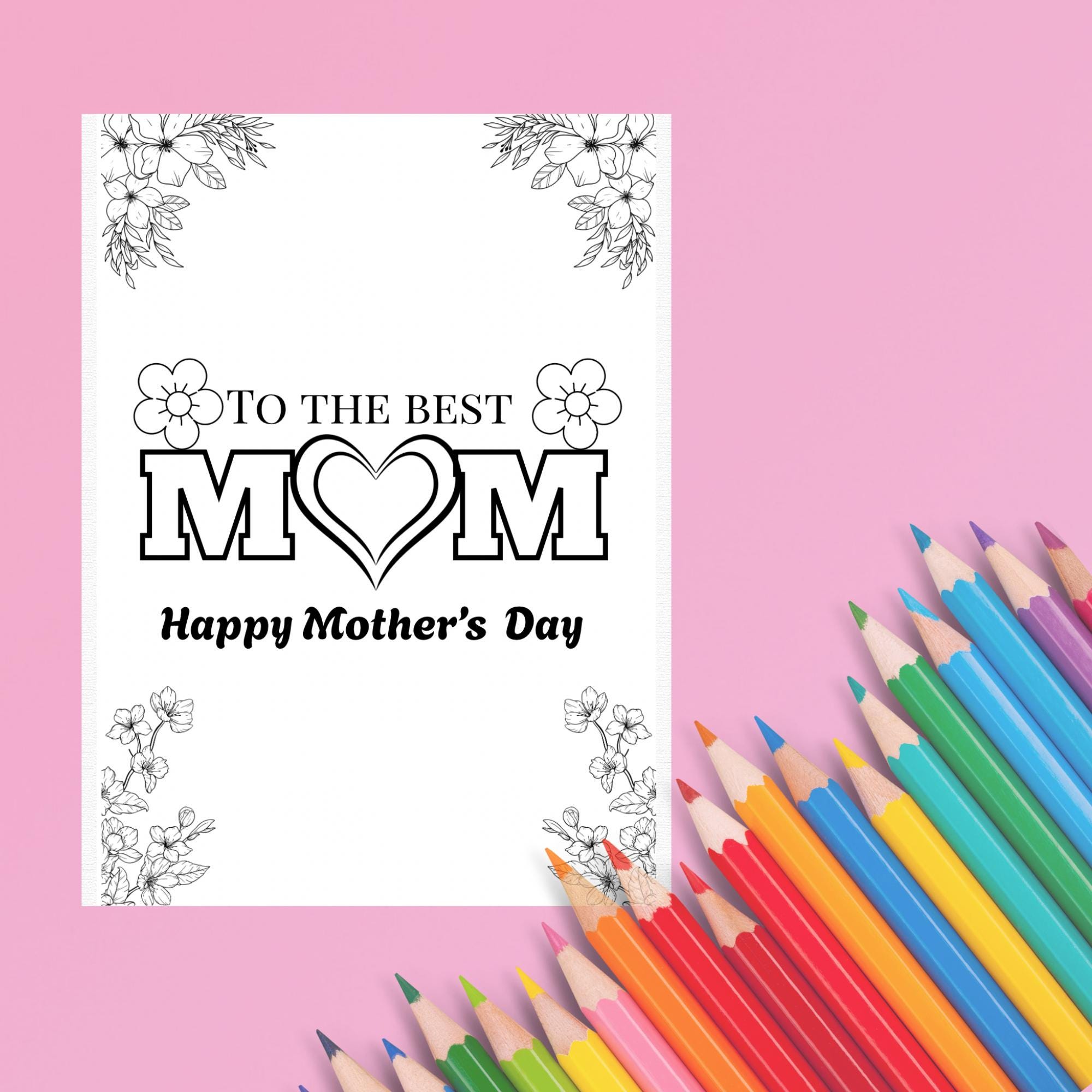 Mothers Day Printable Coloring Card for Mom – Colorable Greeting Card ...