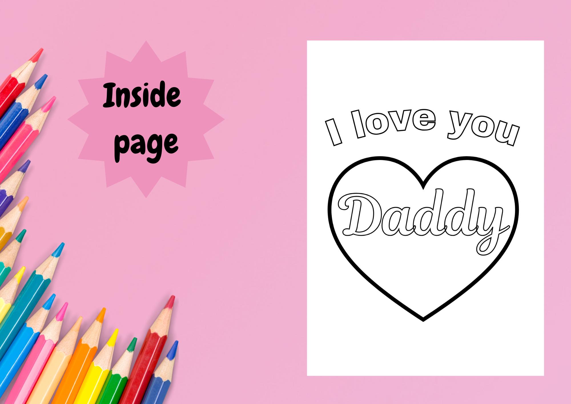 Coloring Dad Valentines Card, Printable Valentine’s Day Coloring Card ...