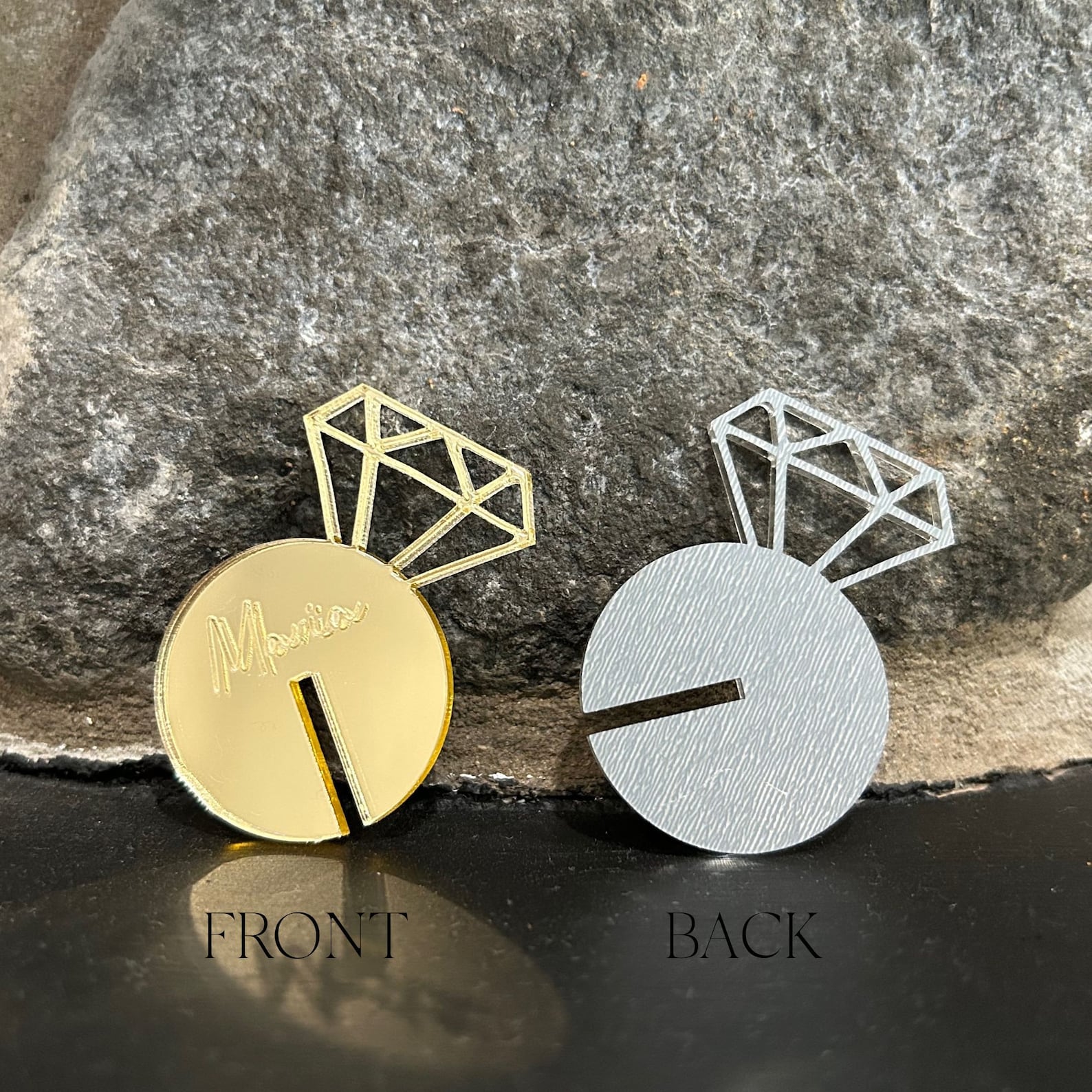 Personalized Wedding Name Tag • Engagement Ring Drink Name Tag ...