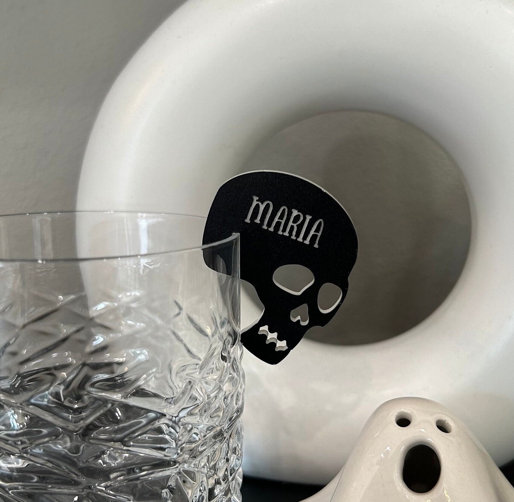 Personalized Skull Name Tag • Halloween Drink Name Tag • Skull Cocktail ...