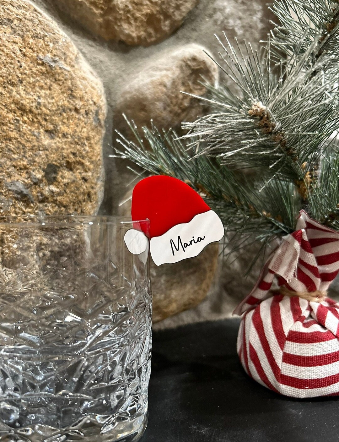 Personalized Santa Hat Name Tag • Holiday Drink Name Tag • Santa ...