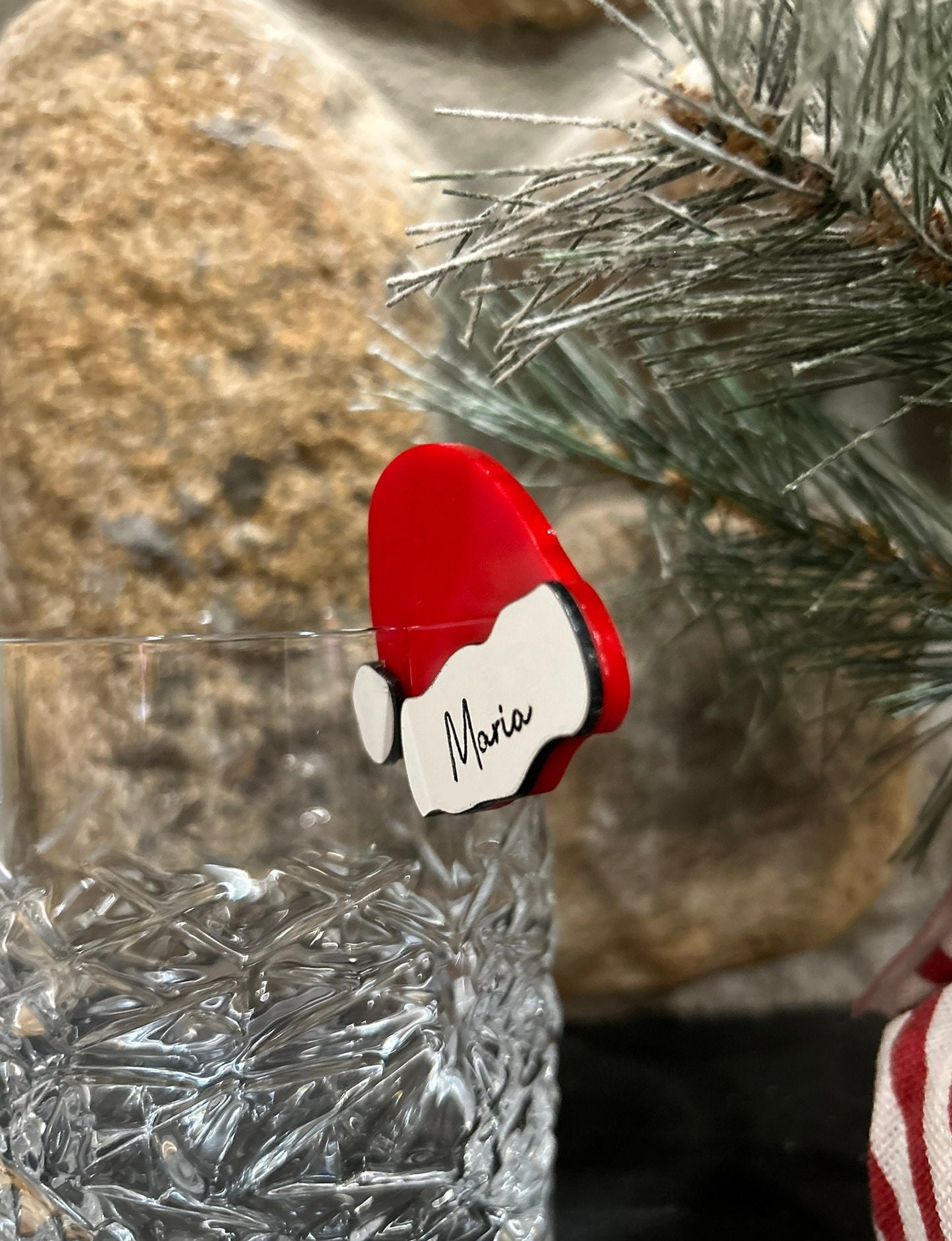 Personalized Santa Hat Name Tag • Holiday Drink Name Tag • Santa ...
