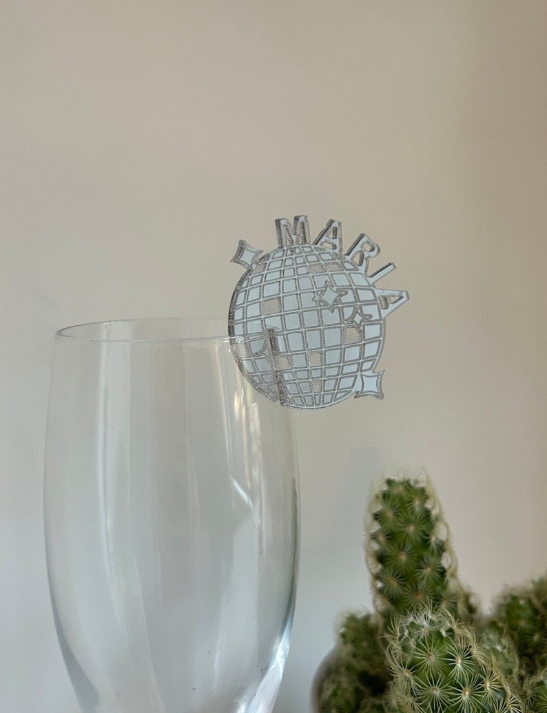 Personalized New Years Eve Drink Tag • Disco Ball Name Tag • Disco Ball ...