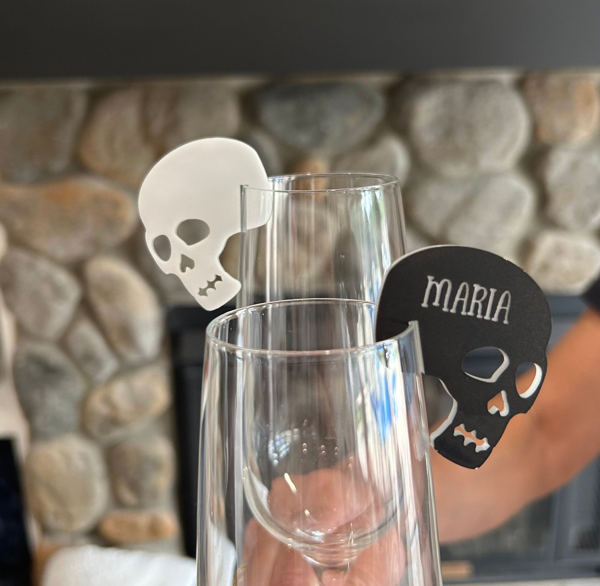 Personalized Skull Name Tag • Halloween Drink Name Tag • Skull Cocktail ...