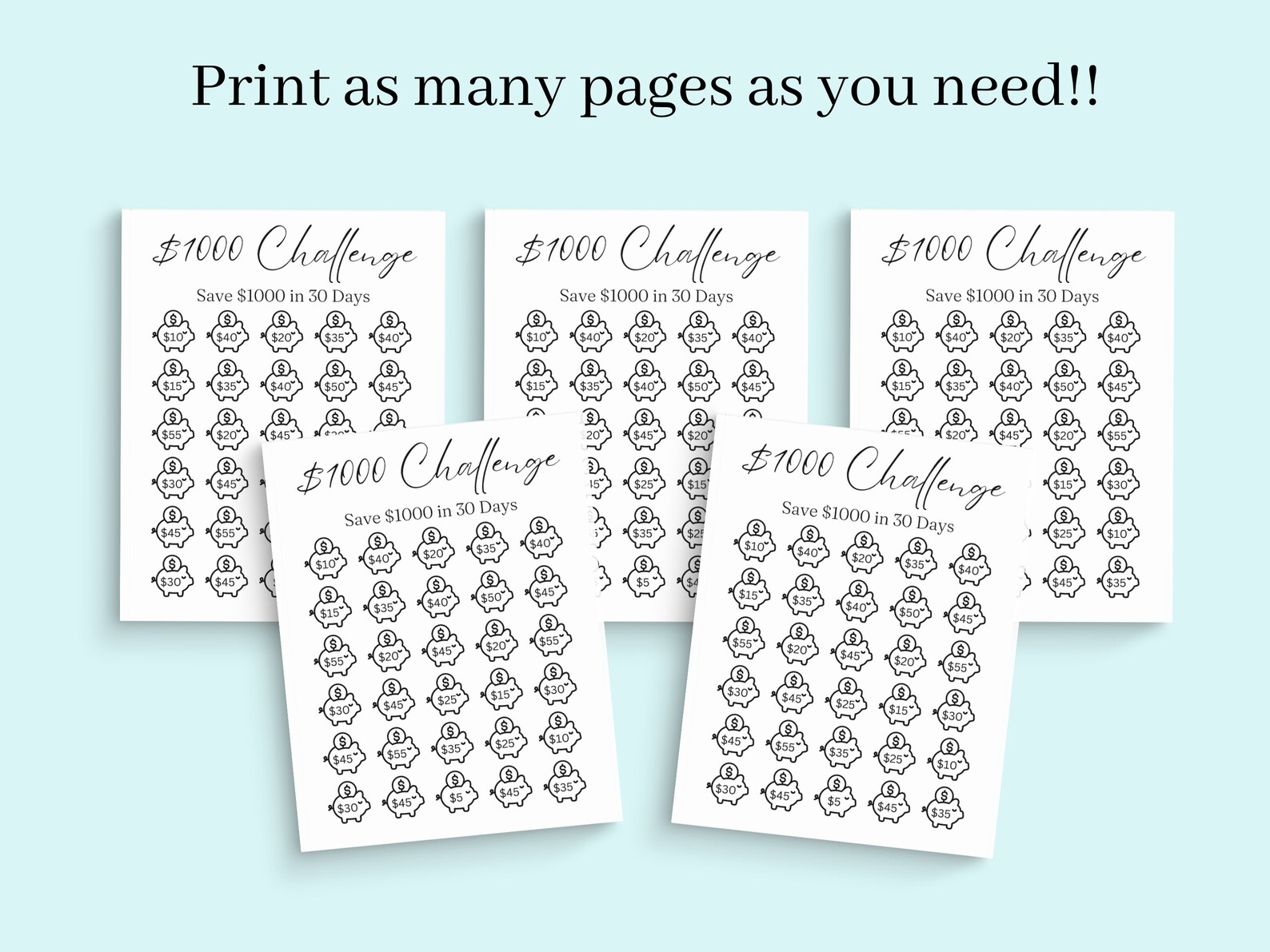 1000 Savings Challenge Tracker Money Challenge 30 Day - Etsy