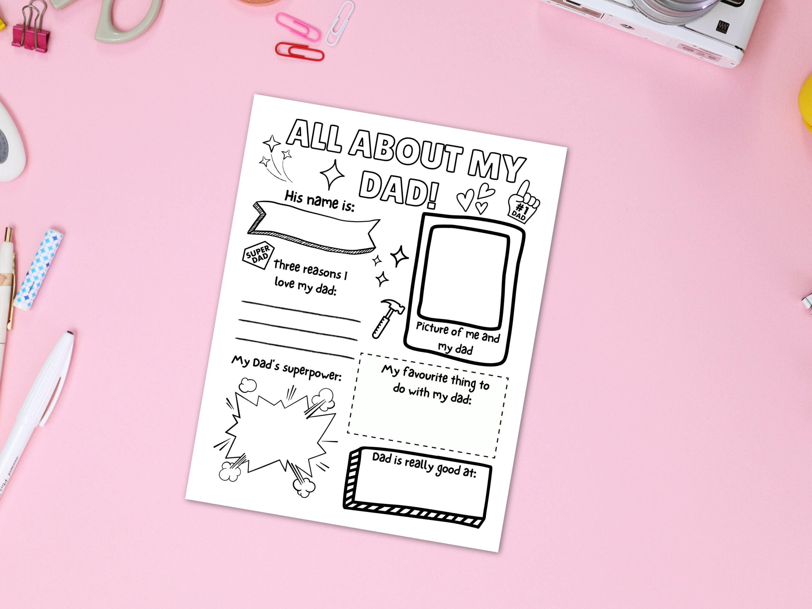 All About My Dad Happy Father's Day Craft Art, Father's Day Activity ...