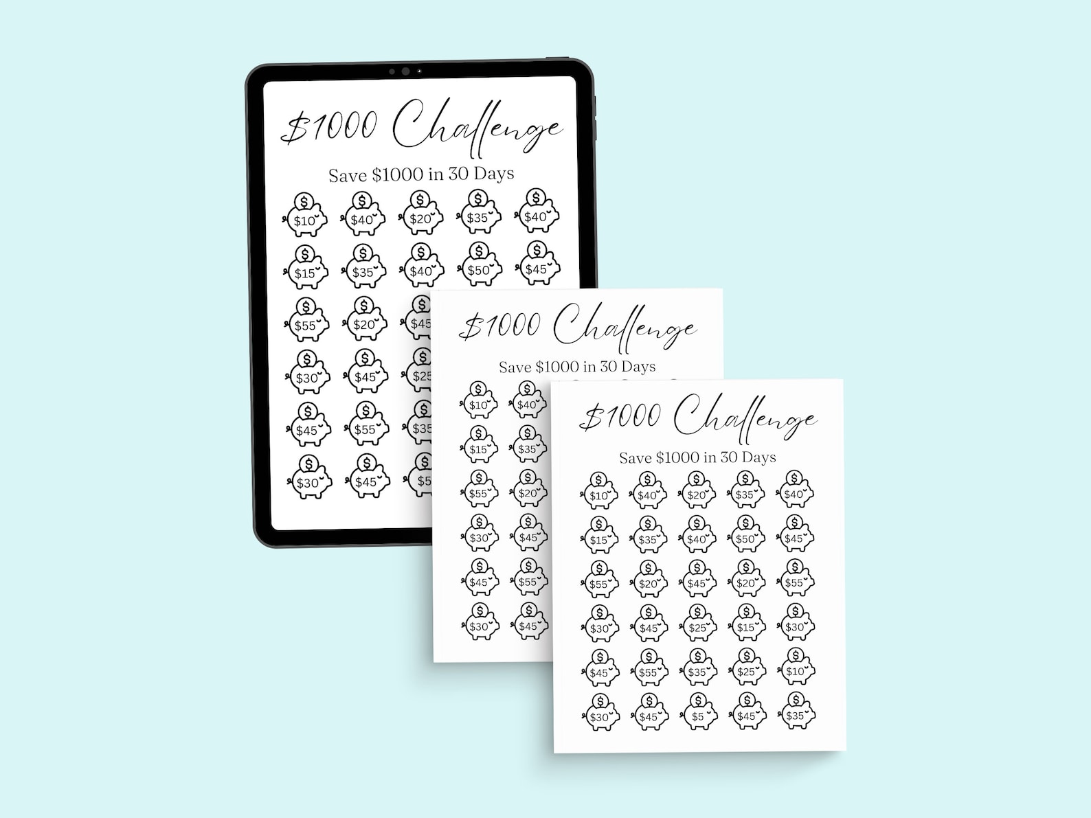 1000 Savings Challenge Tracker Money Challenge 30 Day - Etsy