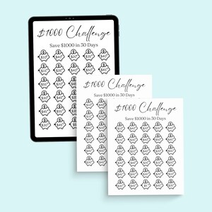 1000 Savings Challenge Tracker Money Challenge 30 Day - Etsy