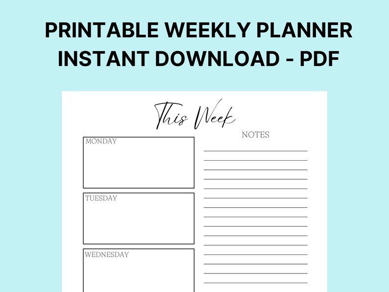 Weekly Planner, Printable Weekly Planner, Printable Weekly Schedule ...